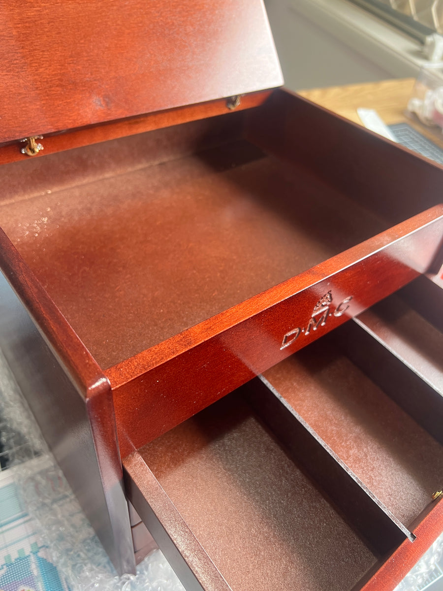 DMC wooden 3 and 5 drawer storage box with threads – Crafteethreads